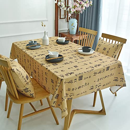 Rectangular Table Cover Chinese Characters Painting Waterproof Tablecloth Picnic Blanket Room Decor Aesthetic Kitchen Items M-3 140x200cm