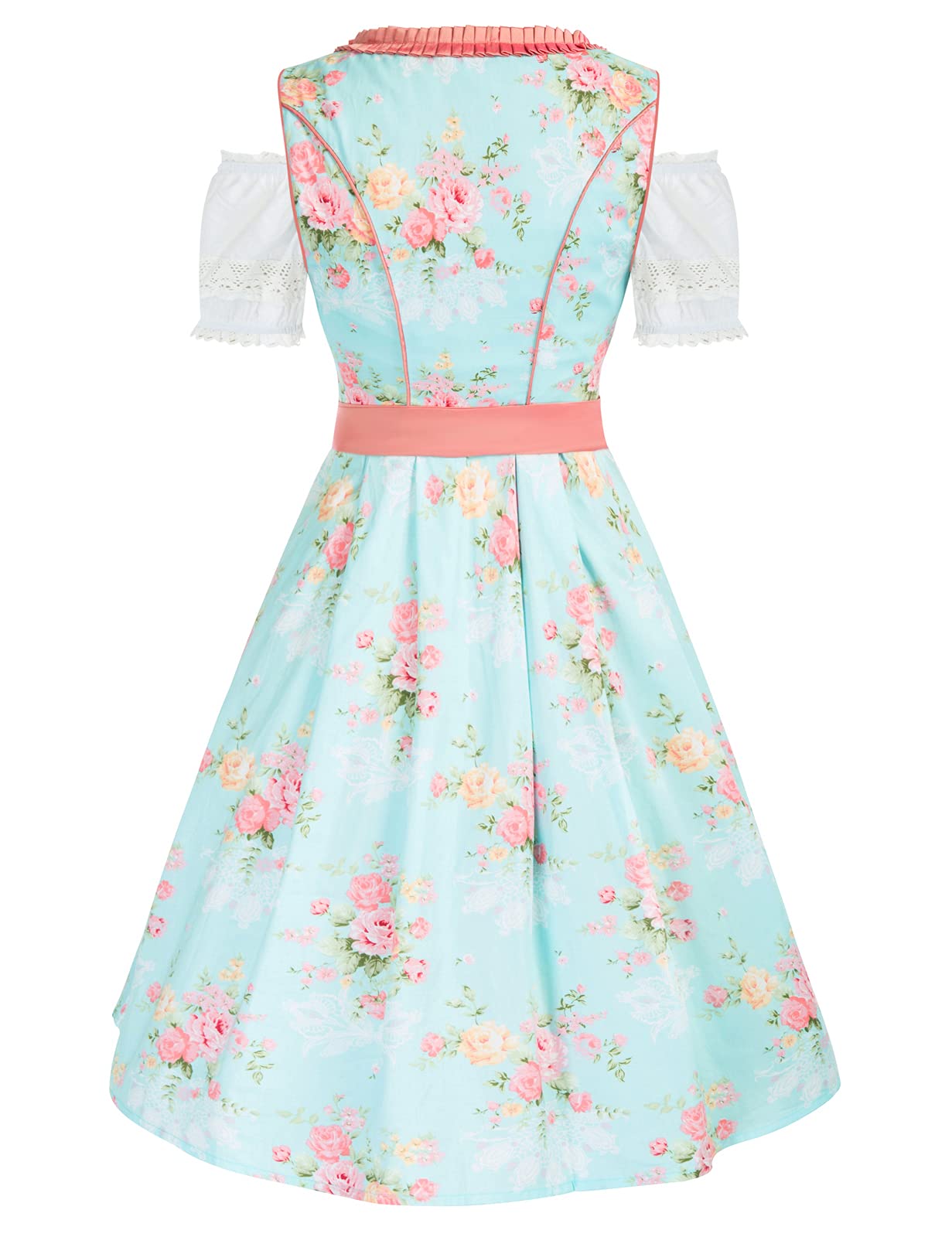 Women's German Oktoberfest Costumes 3 Pcs Bavarian Dirndl Dress Pink and Blue M