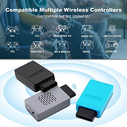 BITFUNX RetroScaler SEGA Saturn Wireless Controller Adapter - Supports SEGA Saturn Game Console, Compatible with PS3/PS4/PS5, Xbox One S, Series X/S, Switch Pro Bluetooth Controllers