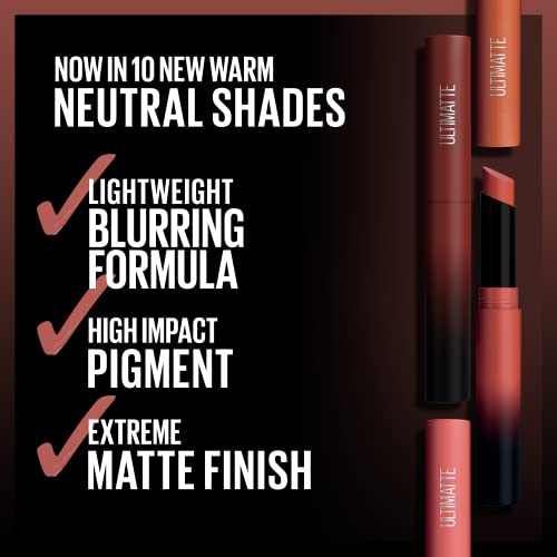 Maybelline Color Sensational Ultimatte Matte Lipstick, Non-Drying, Intense Color Pigment, More Blonde, Sandy Nude, 1 Count