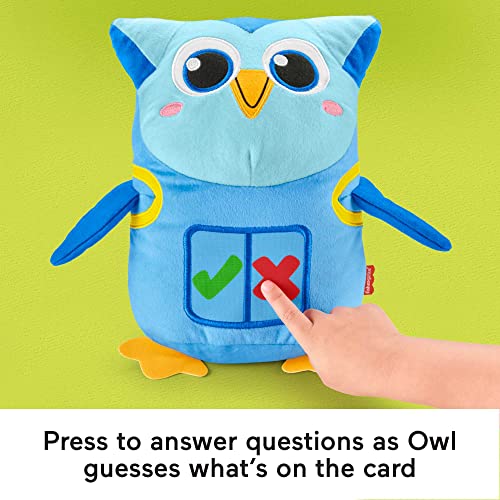Fisher-Price Electronic Learning Toy, Guess & Press Owl Interactive Plush with Games for Preschool Kids Ages 3 Years+