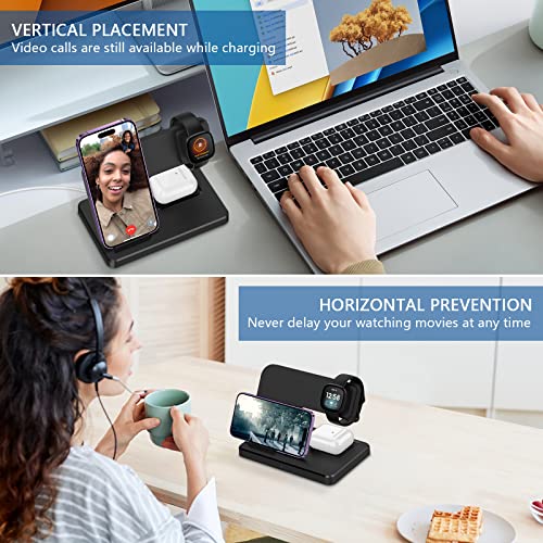 OenFoto 3 in 1 Charging Station Compatible with Fitbit Versa3/ Versa4/Sense/ Sense2β Charging Cable Dock for Versa 3 Smartwatch with Samsung Galaxy S22 Ultra S21 Note 20, AirPods Pro, Galaxy Buds Pro