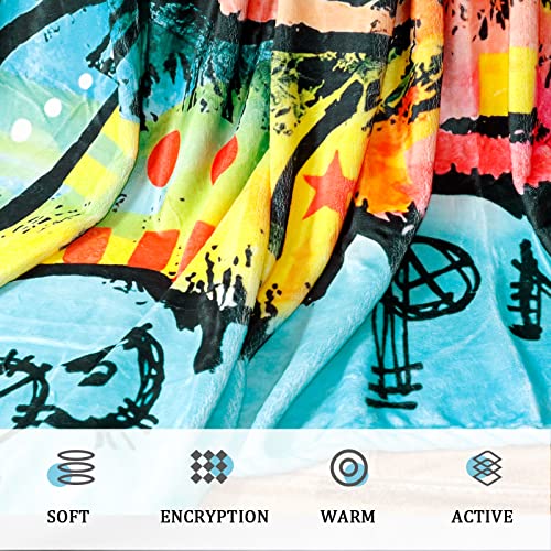 Tupmnbry Colorful German Shepherd Throw Blanket Cute Dog Printed Blanket Super Soft Flannel Throw Blanket Lightweight Fluffy Plush Fuzzy Bed Blanket for Cute Pet 60"X80"