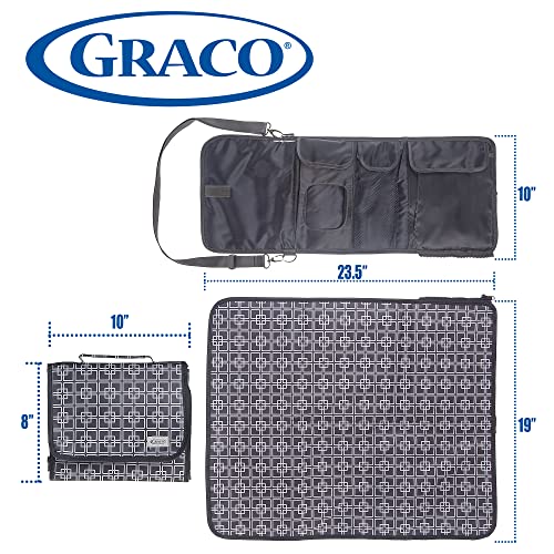 Graco Portable Baby Diaper Changing Table Pad Bag with Wipe & Travel Essentials Pockets - Deluxe Compact Clean Padded Infant Changer Mat - Unisex Grey