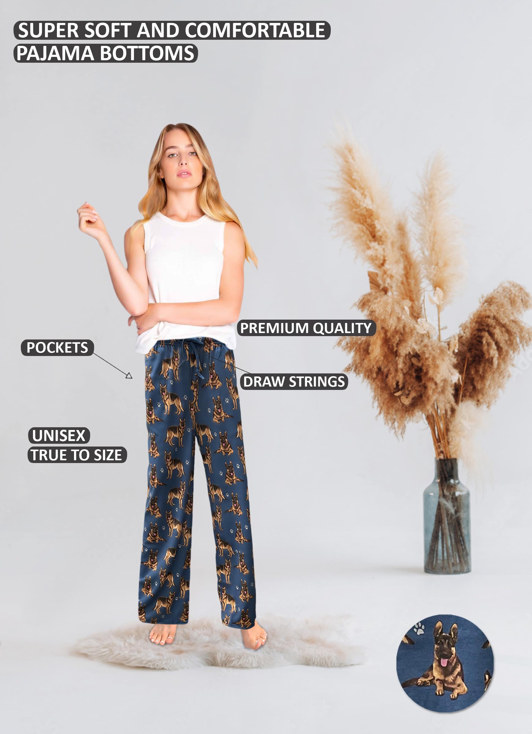 Collections Etc E & S Imports Women's German Shepherd Dog Lounge Pants- Dog Pajama Pants Bottoms - Large
