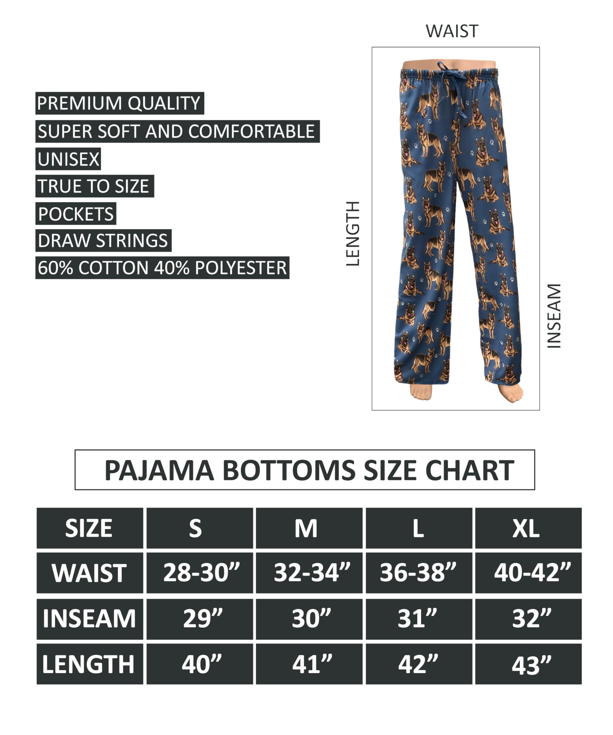 Collections Etc E & S Imports Women's German Shepherd Dog Lounge Pants- Dog Pajama Pants Bottoms - Large