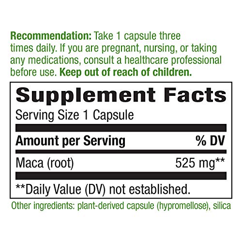 Nature's Way Maca Root, Traditional Libido, Energy, and Stamina Support*, 525mg per serving, 100 Vegan Capsules