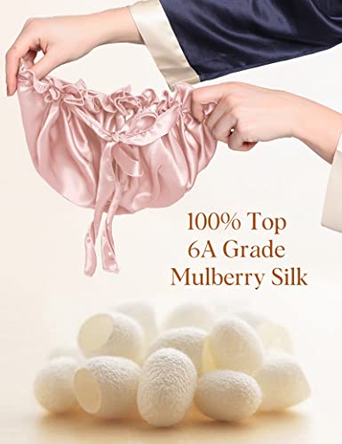 LilySilk Silk Sleeping Cap for Hair Stretchy -Night Cap- for Women 100 Real Silk Bonnet Sleep Cap- for Curls (Rosy Pink)