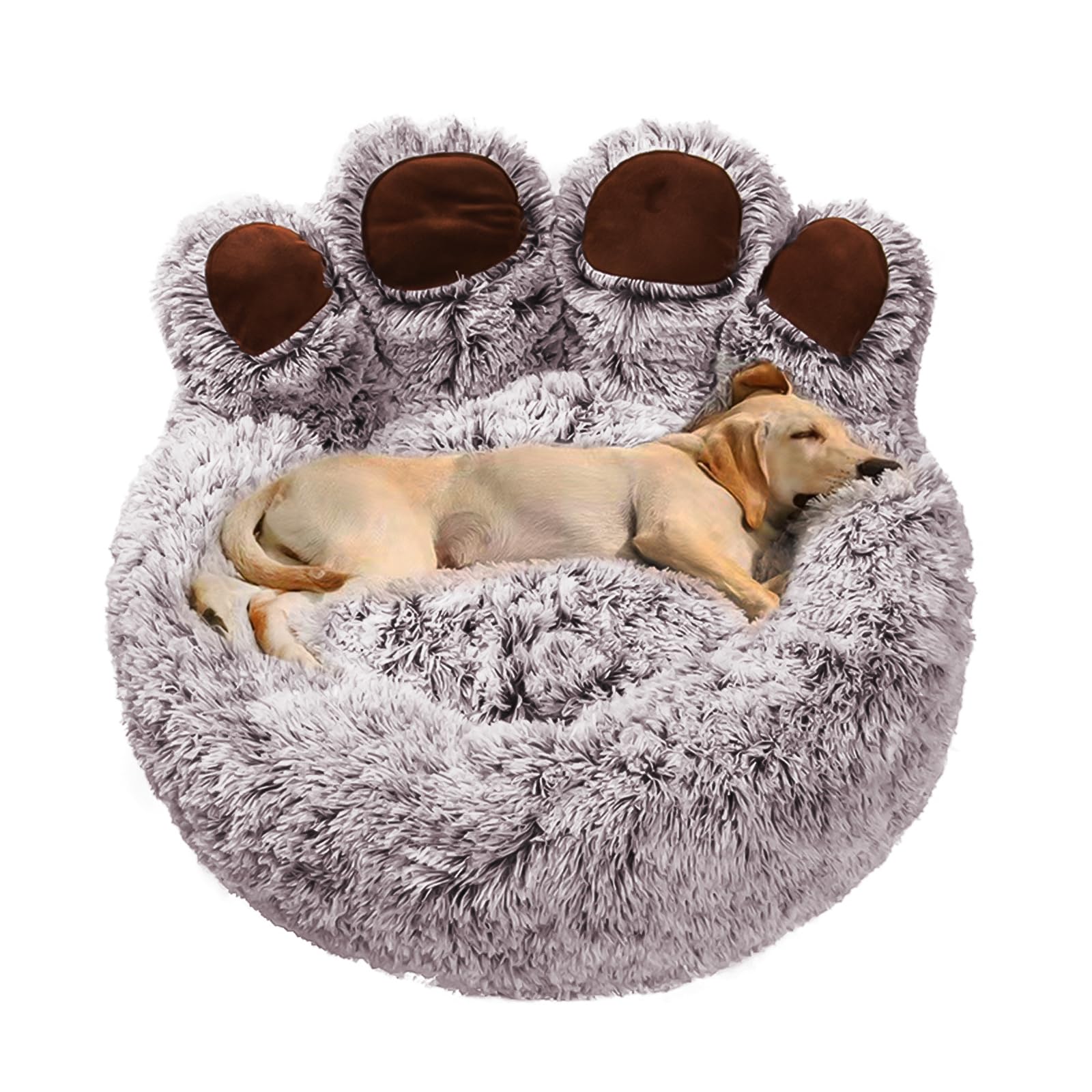 Pet Round Bed of Paw Shape Dog Bed Large Round Calming Dog Bed Comfortable and Soft Fur Beds for Large Dogs Pet Supplies Clearance, X-Large Size (31"×31"×16")