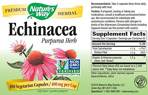 Nature's Way Echinacea Herb Capsules, 180 Count