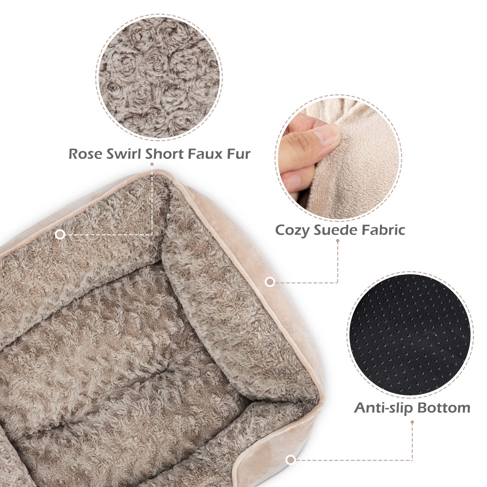 INVENHO X-Large Dog Bed for Large Medium Small Dogs Rectangle Washable Dog Bed, Orthopedic Dog Bed, Soft Calming Sleeping Puppy Bed Durable Pet Cuddler with Anti-Slip Bottom XL(35"x25"x10")