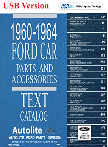 1960-1964 Ford Car Parts and Accessory Catalog (USB)