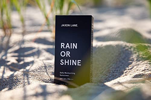 RAIN OR SHINE Anti Aging Face Sunscreen SPF 50 for Clear Skin w/Green Tea, Hyaluronic Acid, Vitamin C, Vitamin E Oil, Ginseng Extract, Licorice Root β SPF Moisturizer for Face, Fragrance Free 2.03 Oz