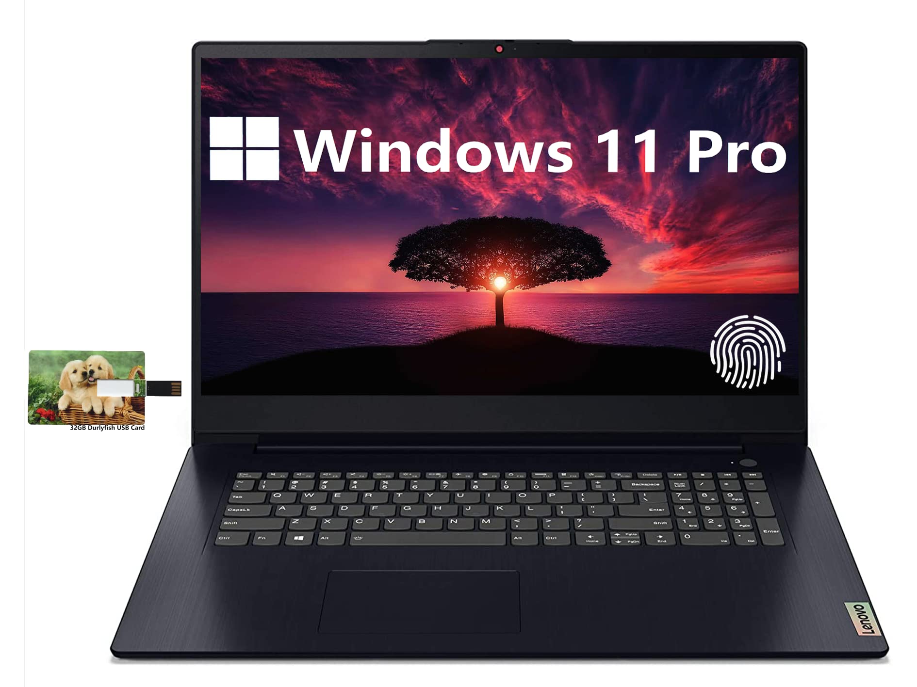 Lenovo New IdeaPad 3 Business Laptop, 17.3" HD Display, AMD Ryzen 5 5500U, Windows 11 Pro, 20GB RAM, 1TB SSD, Fingerprint, 32GB Durlyfish USB Card