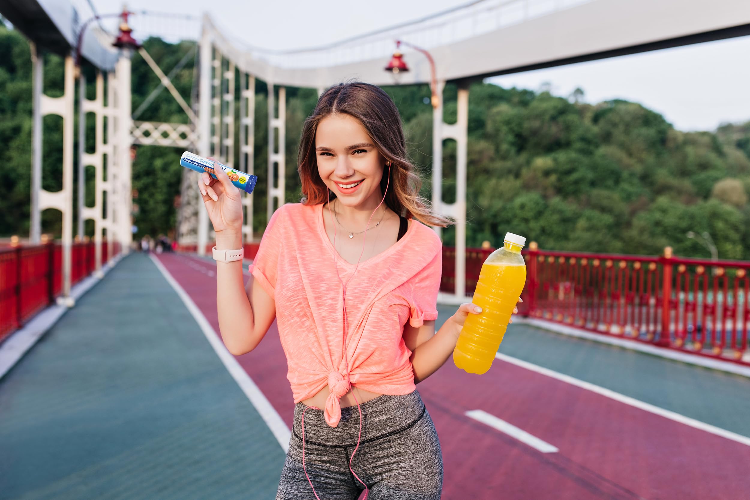 German Calcium + VIT. D - 240 Vegetarian Drink Effervescent Tablets - Orange-Grapefruit Flavor - Made in Germany