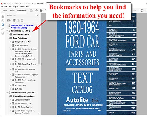 1960-1964 Ford Car Parts and Accessory Catalog (USB)