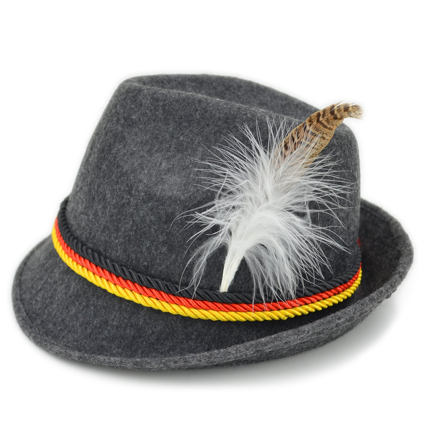 Melesh Adult Felt German Alpine Bavarian Oktoberfest Hat Cap for Men (L)