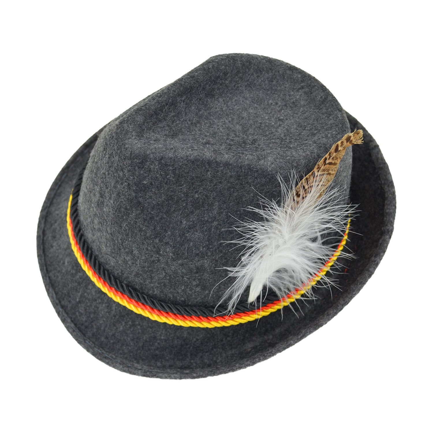 Melesh Adult Felt German Alpine Bavarian Oktoberfest Hat Cap for Men (L)