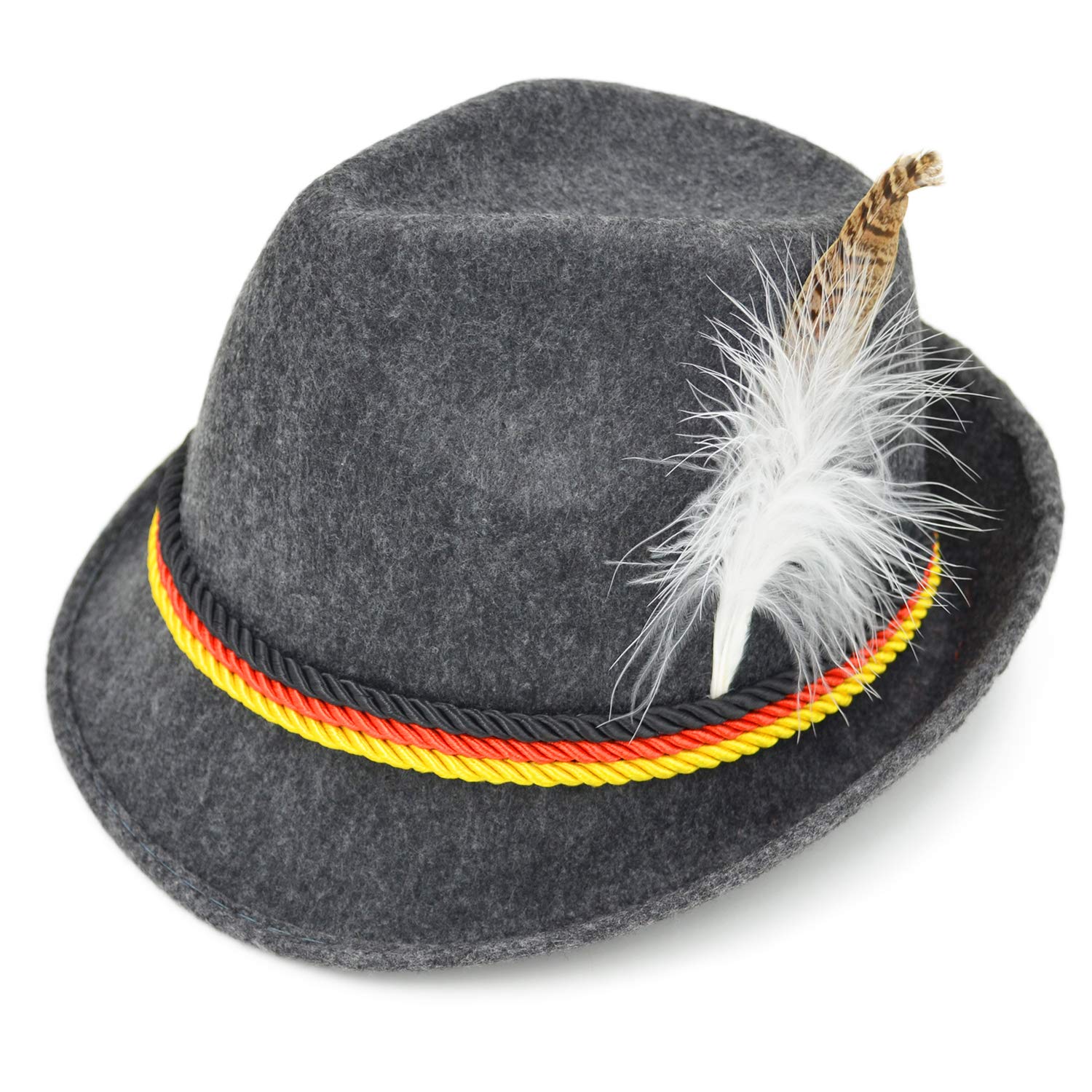 Melesh Adult Felt German Alpine Bavarian Oktoberfest Hat Cap for Men (L)