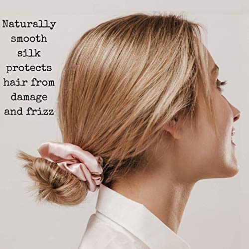 Celestial Silk Mulberry Silk Scrunchies for Hair (Large, Charcoal, Pink, Ivory)