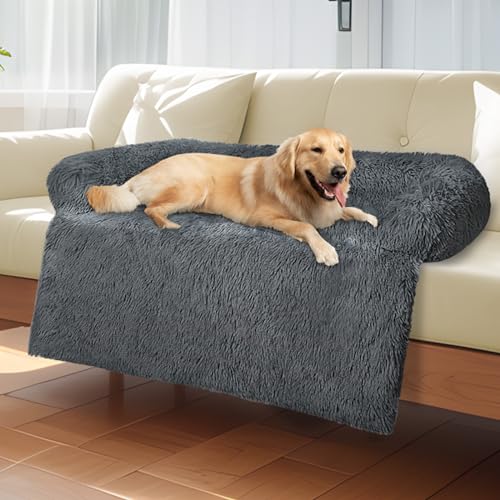 Mora Pets Dog Couch Bed for Furniture Protector Waterproof Dog Mat with Removable Washable Cover and Anti-Slip Bottom Bolster Plush Pet Sleeping Mattress for Large Medium Small Dogs