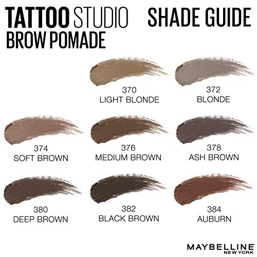 Maybelline TattooStudio Brow Pomade Long Lasting, Buildable, Eyebrow Makeup, Ash Brown, 1 Count