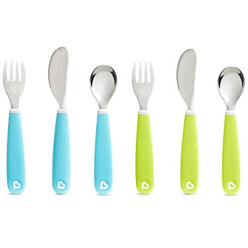 MunchkinŽ Splash⢠Toddler Fork, Knife and Spoon Utensil Set, 6 Pack, Blue/Green