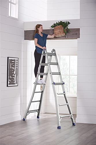 COSCO 18ft Reach Height Aluminum Multi-Position Ladder ,300 lb. Load Capacity Type IA Duty Rating
