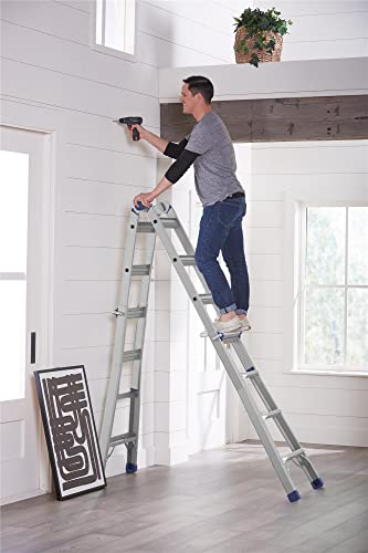 COSCO 18ft Reach Height Aluminum Multi-Position Ladder ,300 lb. Load Capacity Type IA Duty Rating