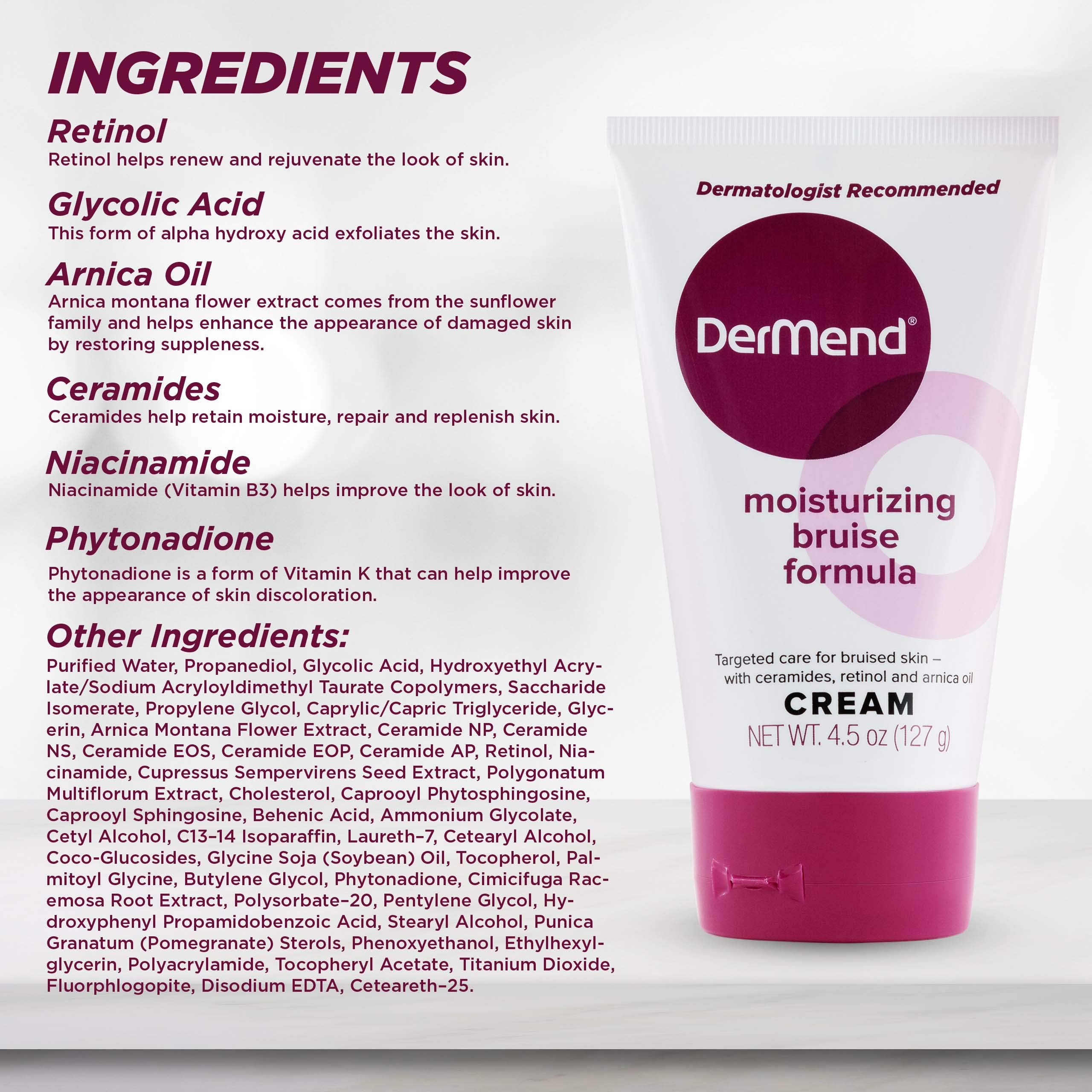Dermend Moisturizing Arnica Montana Bruise Cream: Vitamin K Moisturizer Formula to Reduce the Appearance of Bruising - Restore, Rejuvenate & Repair Thin, Bruised Skin on Arms, Legs & Hands - 4.5 Oz