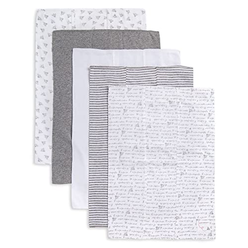 Burt's Bees Baby - Burp Cloths, 5-Pack Extra Absorbent 100% Organic Cotton Drool Cloths