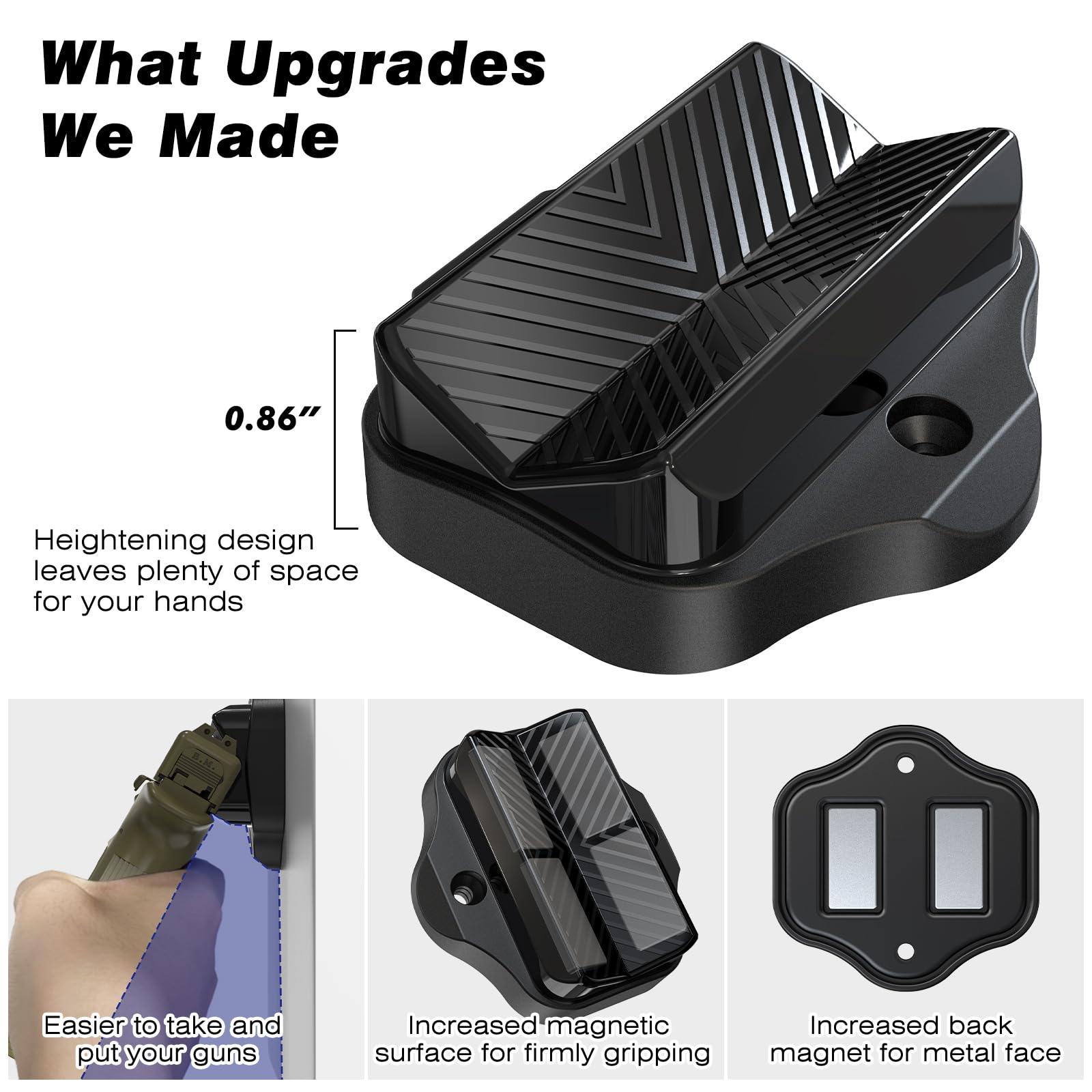DINGDOON Double-Sided Gun Magnet Mount, Nondestructive Installation Magnetic Handgun Holster in Vehicle, Car, Cashier, Safe, Tactical Pistol Holder for Concealment Compatible with Revolver