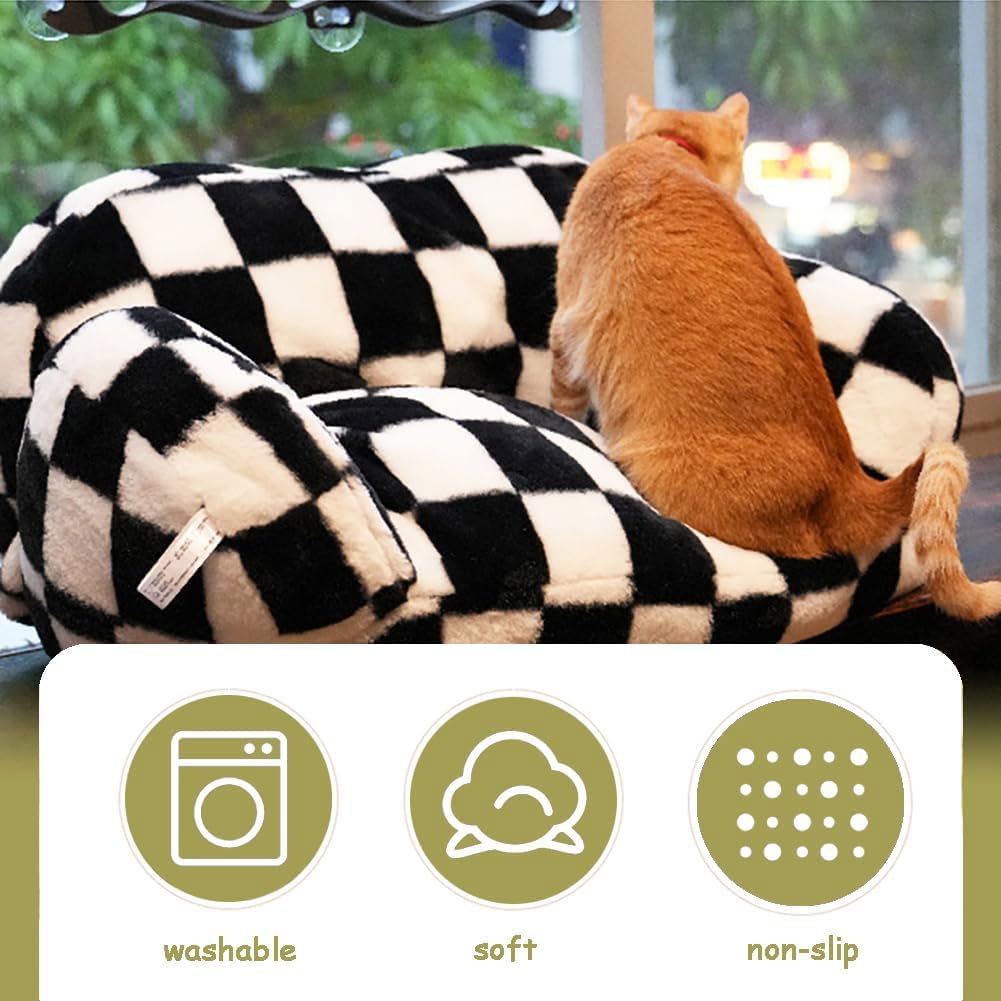 EZOPII Pet Couch Sofa, Checkers Plaid Washable Cat Beds for Medium Small Dogs & Cats - Durable Plush Cat Couch Pet Sofa - Soft Anti-Slip (Green Plaid)