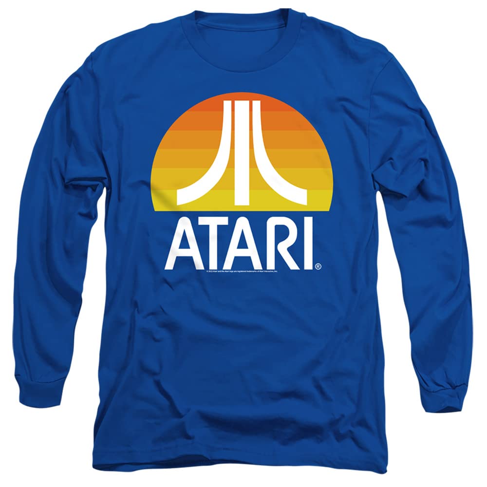 Popfunk Atari Video Game Retro Logo Vintage Gaming Console Longsleeve T Shirt & Stickers (Large) Royal Blue