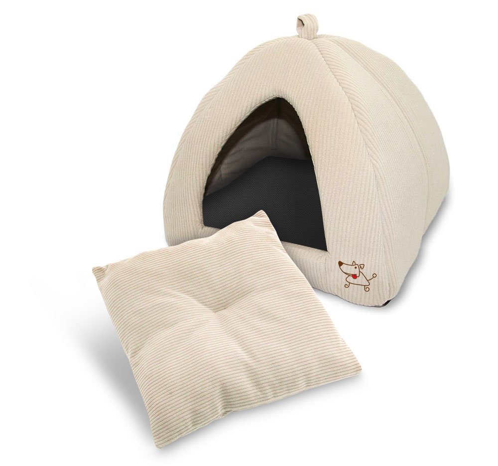 Pet Tent-Soft Bed for Dog and Cat by Best Pet Supplies - Beige Corduroy, 19" x 19" x H:19"