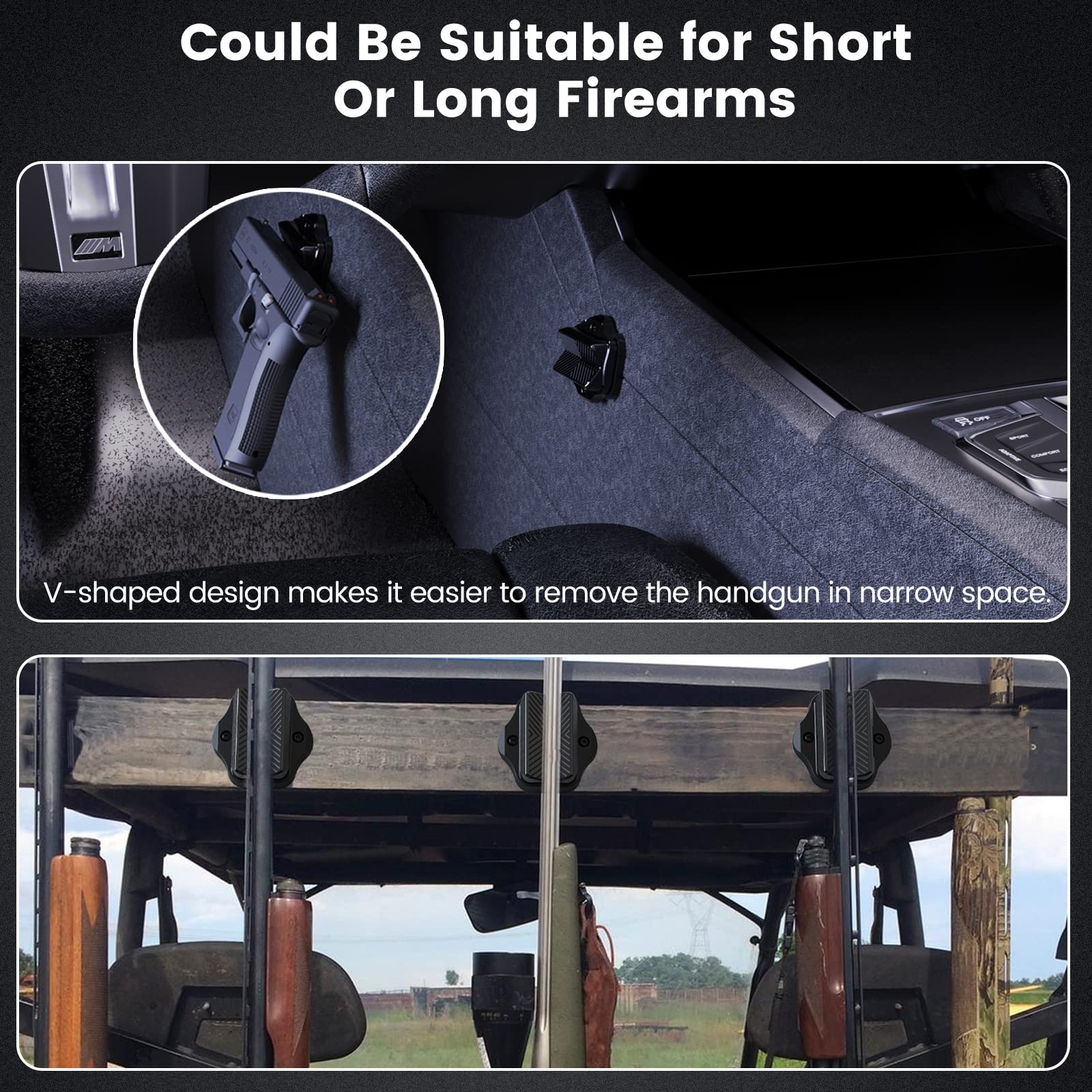 DINGDOON Double-Sided Gun Magnet Mount, Nondestructive Installation Magnetic Handgun Holster in Vehicle, Car, Cashier, Safe, Tactical Pistol Holder for Concealment Compatible with Revolver