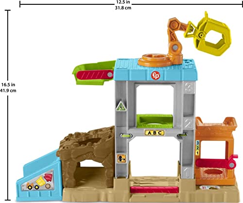 Fisher-Price Little People Toddler Learning Toy Load Up ‘N Learn Construction Site Playset With Dump Truck For Ages 18+ Months