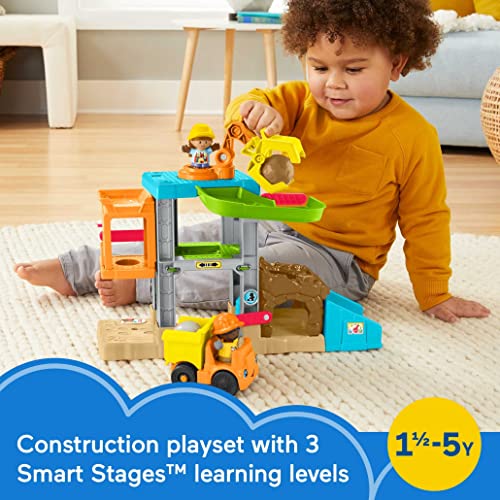 Fisher-Price Little People Toddler Learning Toy Load Up ‘N Learn Construction Site Playset With Dump Truck For Ages 18+ Months