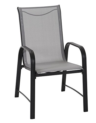 Cosco Outdoor Dining Set, 7 Piece, Gray Frame, Light Gray Sling