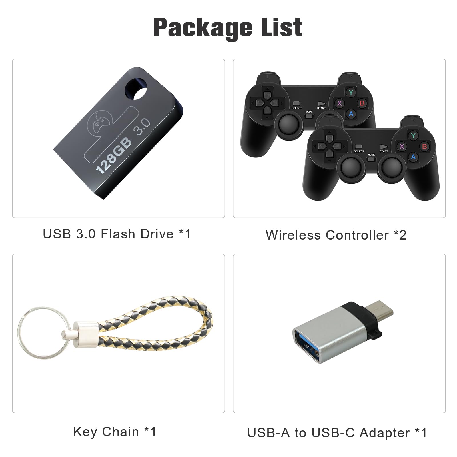 Retro Game Console 128G USB Drive for PC/Win 600, 74 Emulator Console, 43254 Video Games, Batocera 37 Game System Plug and Play, USB 3.0 for Win 8.1/10/11/Inter Mac, 2 Wireless CTL Support 26.8-32.4ft