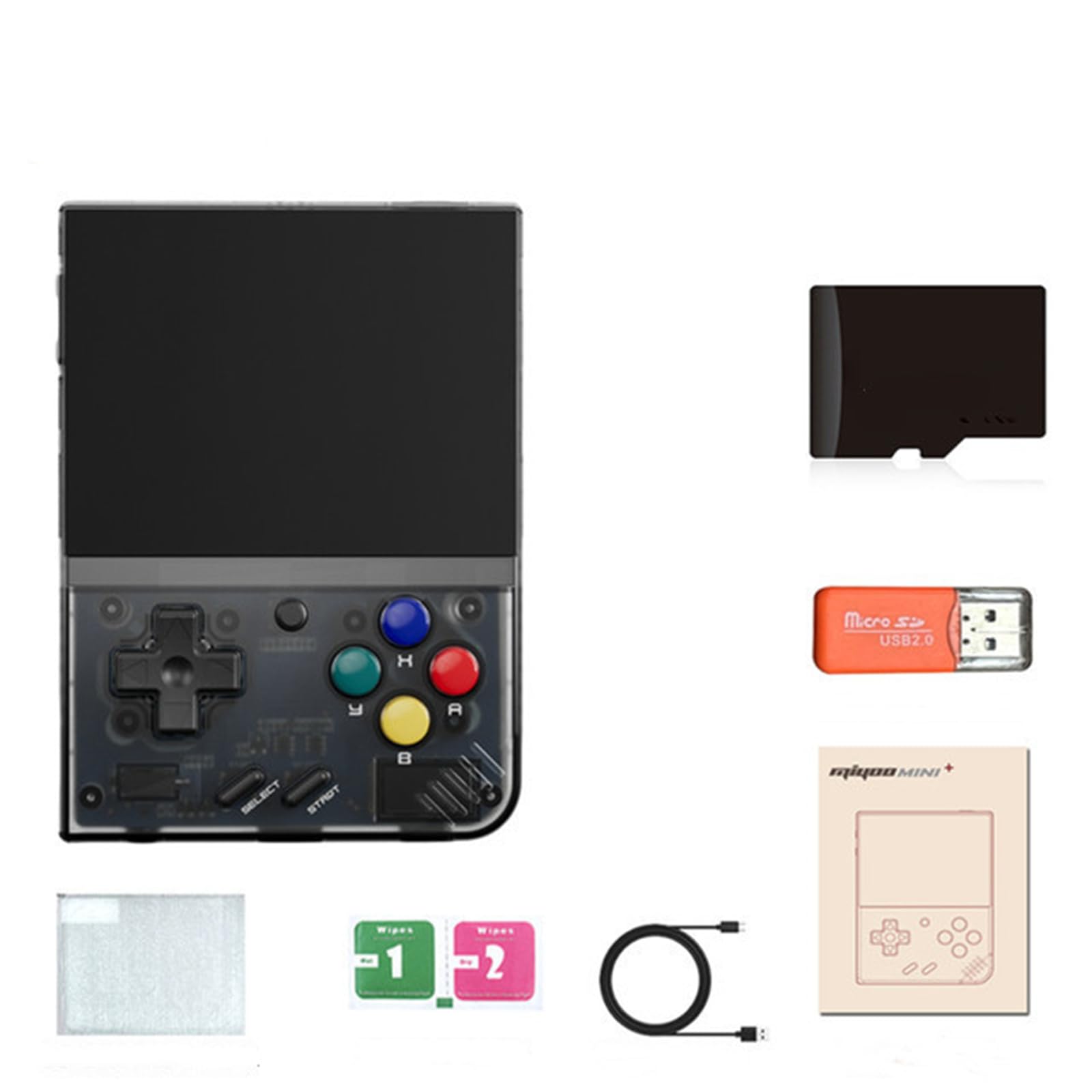 MIYOO Mini Plus Portable Retro Handheld Console V2 Mini+ 3.5-inch IPS Screen Classic Console System Gift (64GB Black)