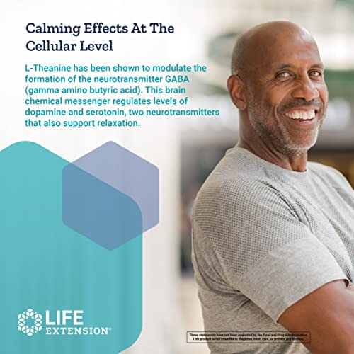 Life Extension L-Theanine, 100 mg, 60 Vegetarian Capsules β Supports a Calming & Mood Enhancing Effect, Amino Acid Derived From Tea - Gluten-Free, Non-GMO