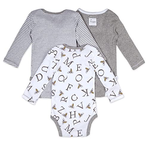 Burt's Bees Baby unisex baby Bodysuits, 3-pack Long & Short-sleeve One-pieces, 100% Organic Cotton Bodysuit, A-bee-c, 6 Months US