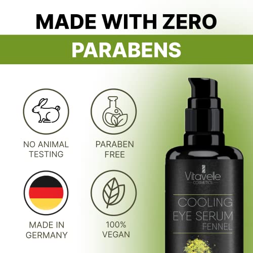 Eye Serum Under Eye Cream for Dark Circles and Puffiness β Cooling, Hydrating Under Eye Serum with Pure Fennel Extract β Eye Cream Anti Aging to Moisturize & Depuff β Zero Paraben Eye Gel by Vitavelle