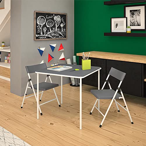 COSCO Kid's Pinch-Free Resin Folding Chair, Gray & White, 4-Pack, Easy to Clean, Multi-Purpose, No Assembly Required, Portable, for Snacking, Homework, & Games, Cool Gray