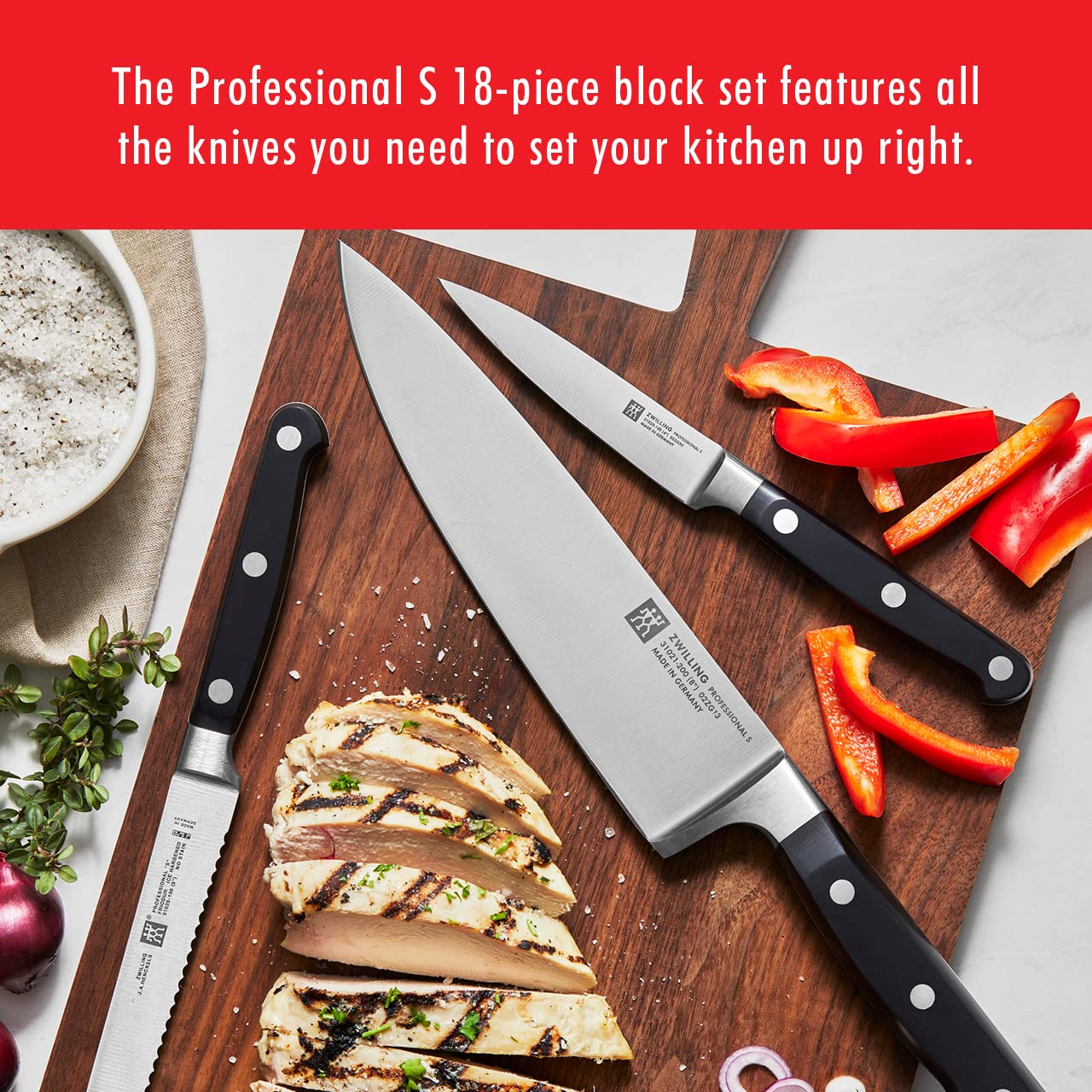 Zwilling J.A. Henckels Professional S Knife Block Set, 18 Piece, Black