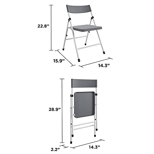 COSCO Kid's Pinch-Free Resin Folding Chair, Gray & White, 4-Pack, Easy to Clean, Multi-Purpose, No Assembly Required, Portable, for Snacking, Homework, & Games, Cool Gray