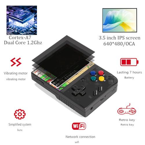 Miyoo Mini Plus Retro Handheld, Funny Game Console with 3.5 Inch IPS Display and Preload Games, Portable Game Player Support Onion OS, Built-in Multi-emulations (Grey)