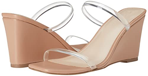 The Drop Women's Sophia Two Strap Wedge,Clear, 7.5