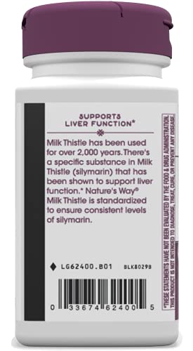 Nature's Way Standardized Milk Thistle, Liver Function Support*, 60 Vegan Capsules